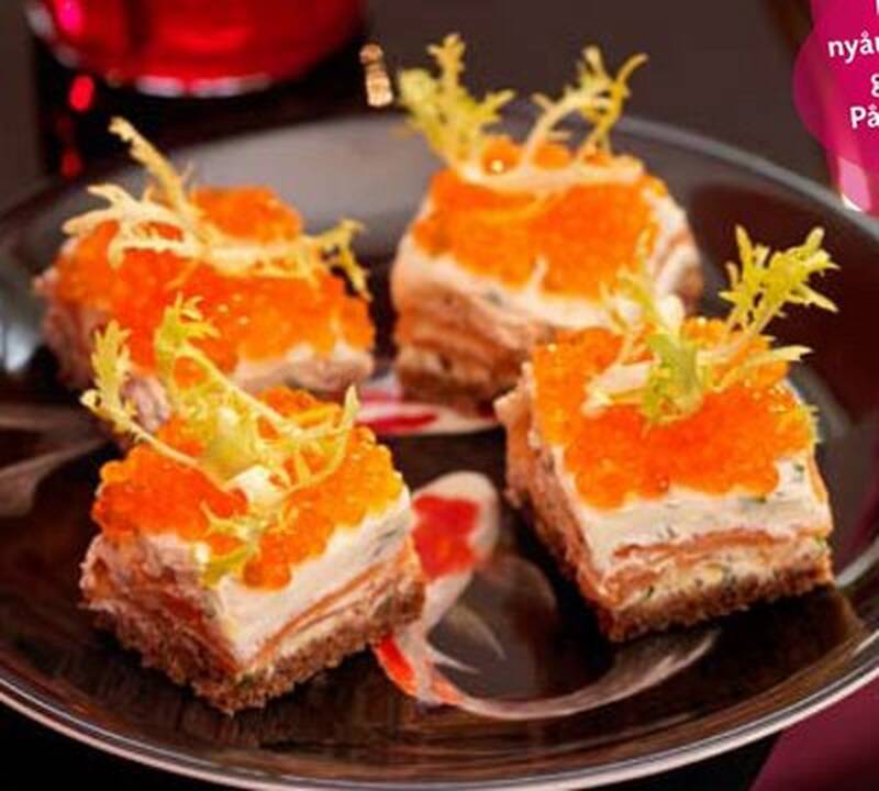 Varvade laxsnittar med laxromstopp - Matklubben